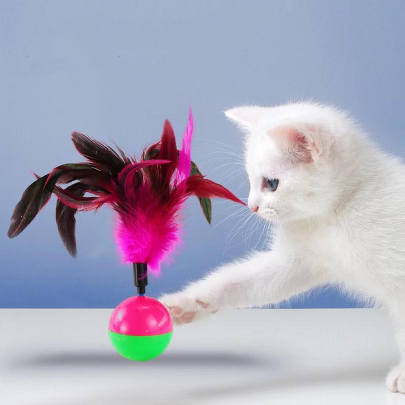 Pet Toy Tumbler Feather Cat Toy Funny Cat Relieving Stuffy Interactive ...