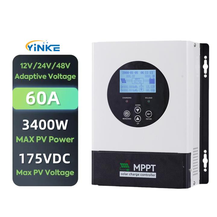 MPPT 60A YINGKE SCC 12V 24V 48V Real Solar Charge Controller 175V PV ...