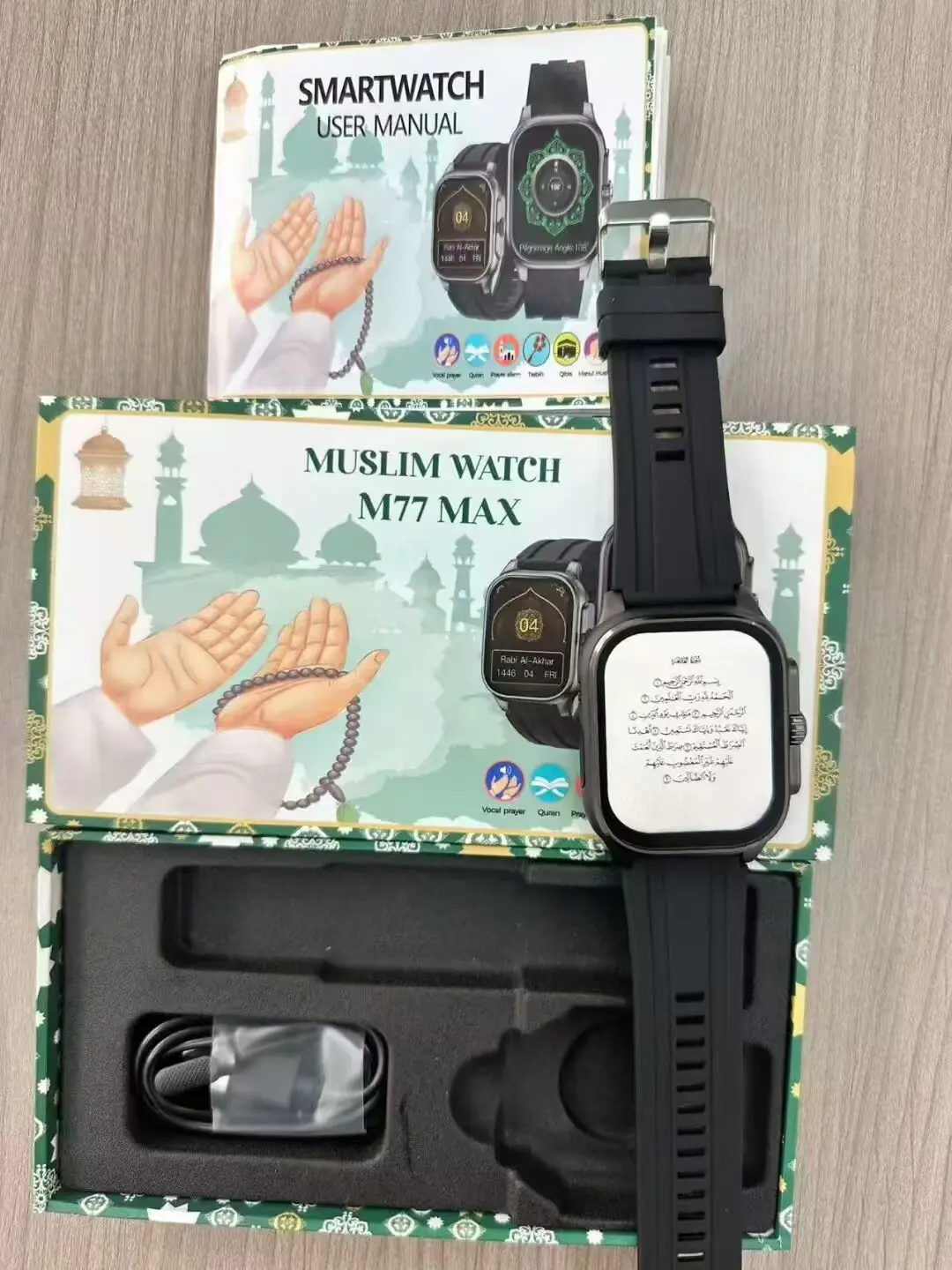 Jam Tangan Pintar Muslim, M77 MAX, AMOLED 1.75 inci, Untuk Wanita dan ...