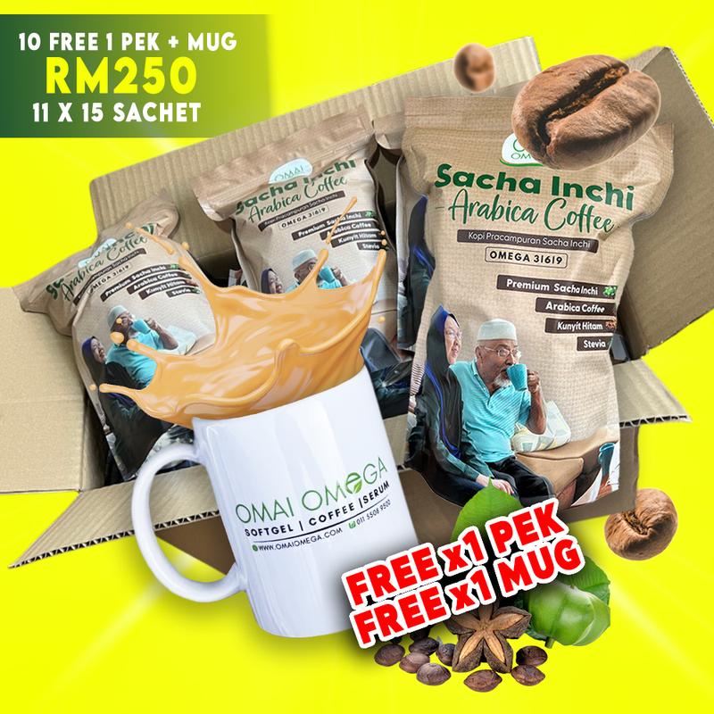 [BORONG] 10 +1 Pek Free Mug - Kopi Arabika Sacha Inchi & Kunyit ...
