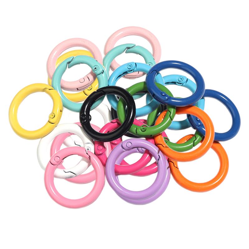 20x Multicolored Round Spring Snap Clip Hook Alloy O Ring Carabiner ...