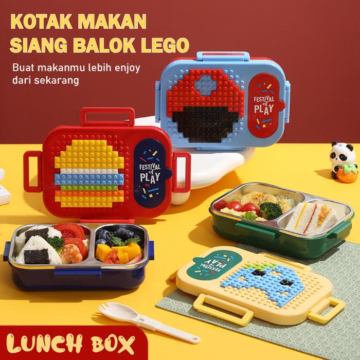 Promo [FREE SENDOK ] Lunch Box 3 Sekat Anak Stainless bricks BPA FREE ...