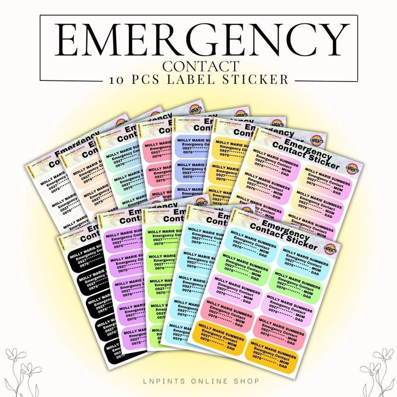 EMERGENCY CONTACT STICKER | WATER RESISTANT | 10pcs 1 SHEET - TikTok ...