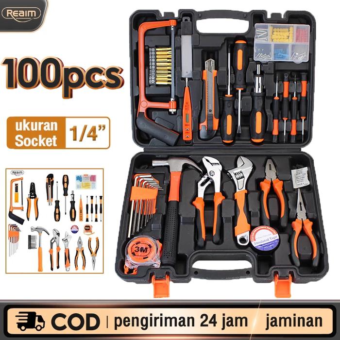 Promo REAIM Hand Toolset 112PCS Tool Kit Alat Rumah Tangga Tool Kit Set ...