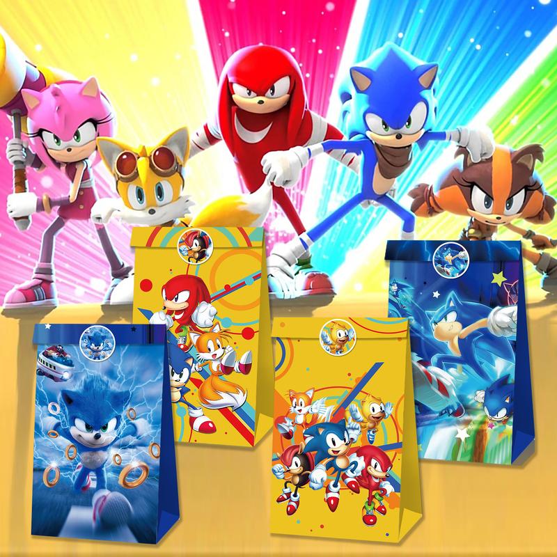 24 Pcs Party Bags for Sonic Theme Party, Kraft Paper Treat Goodie ...