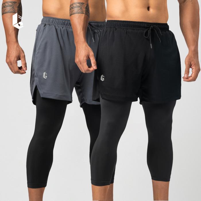 Promo Celana Pendek Olahraga Pria Legging Sport Panjang 2in1 Short ...