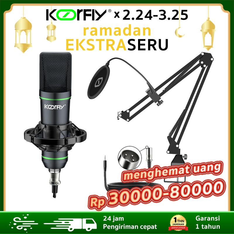 KOORFLY U87pro mic condenser 3.5mm to XLR antarmuka Ori 48V mikrofon ...