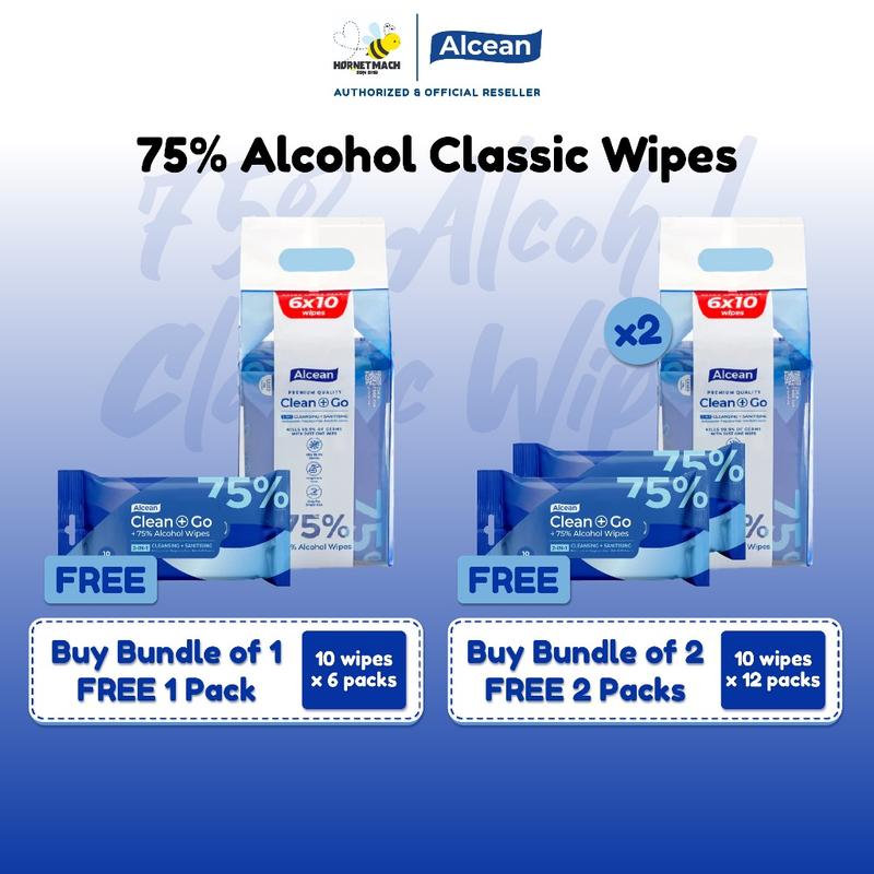 Alcean 75% Classic Alcohol Wipes - 10 Wipes (6 Packs/ 12 Packs ...
