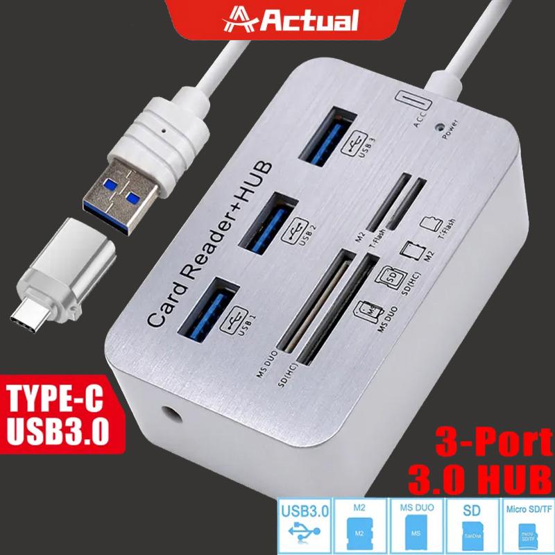 Actual USB 3.0 7in1 Hub Card Reader 3-Port USB+MS Micro SD MMC - Shop | Tokopedia
