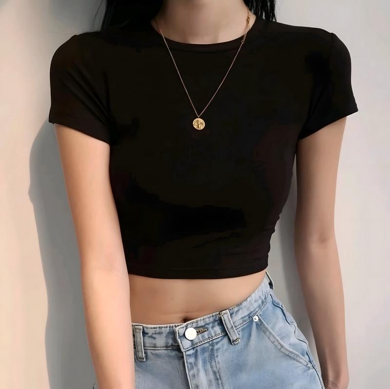CROP TOP WANITA KOREA MODEL TERBARU PRESS BODY - Shop | Tokopedia