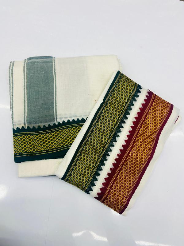 8*4 THALAPATHY WHITE VESTI+COTTON+WITH BORDER+MATERIAL SOFT+MEN'S ...