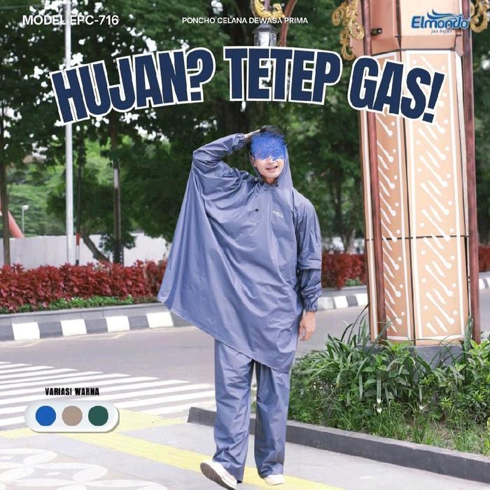 Jual Jas Hujan Dewasa Setelan Ponco Celana Elmondo PVC Prima 716 Size ...