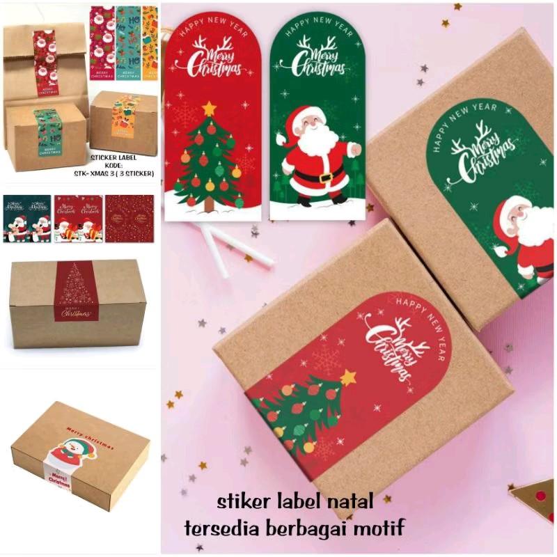 10 lembar STICKER NATAL CHRISTMAS PERSEGI LABEL BOX XMAS KOTAK ...