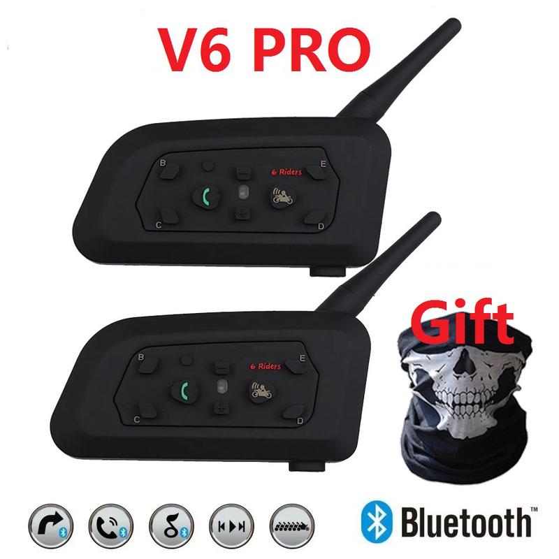 V6 PRO Bluetooth Motorcycle Intercom Helmet Headset 6 Riders - Shop ...
