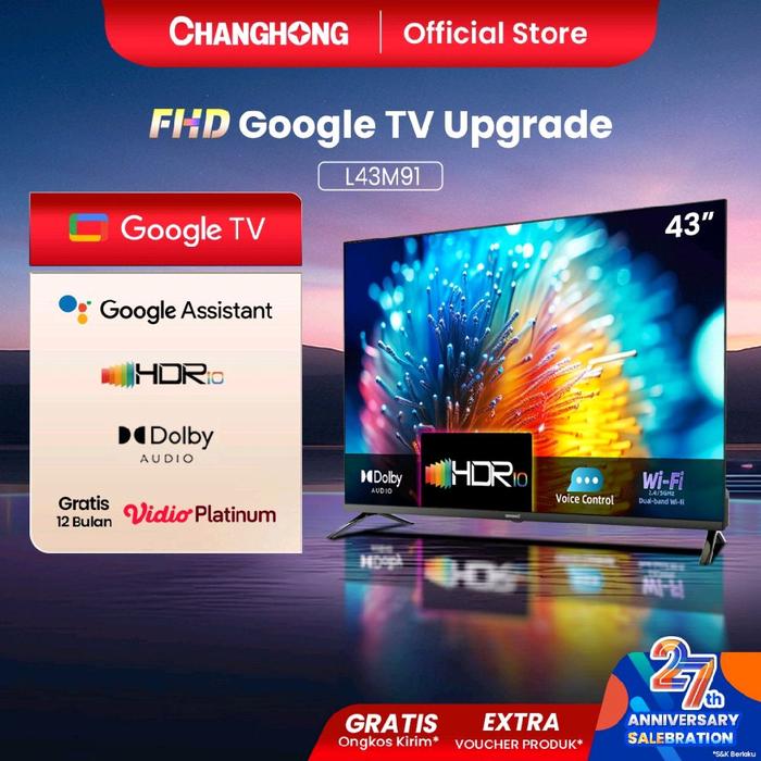 Jual Changhong Google TV 43 inch FHD Dolby Audio Google Play Netflix ...