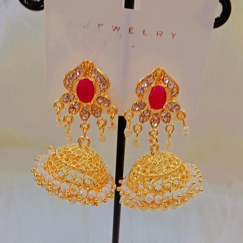 Gold Jimikki Kamal with Red Stone - TikTok Shop Malaysia