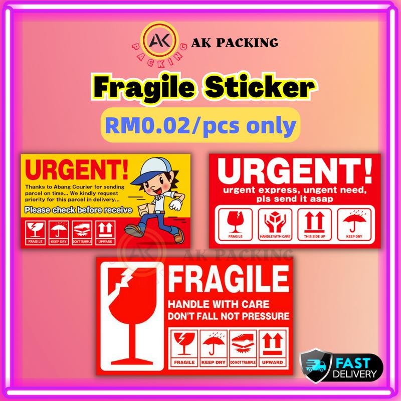 AKPACKING Fragile Sticker Urgent Sticker Mudah Pecah Murah Warning ...