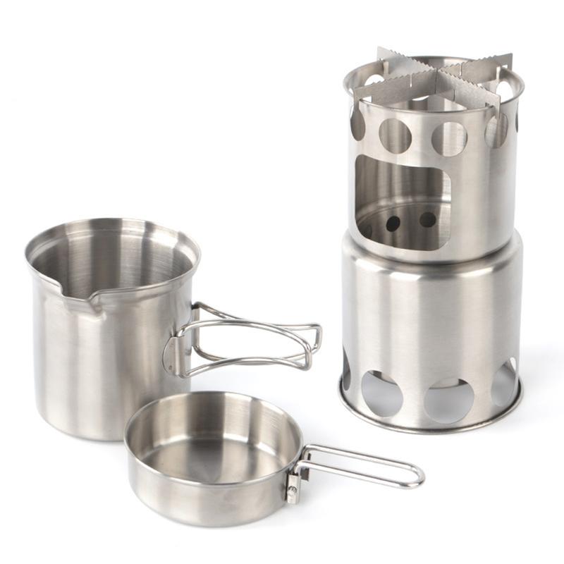 Silver Rustproof Camping Stove Set With High Temperature Resistance ...