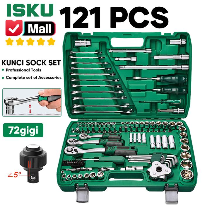 Promo ISKU Tool Set 121 Pcs Kunci Sok Set Lengkap CR-V - Ratchet 1/2 3/ ...