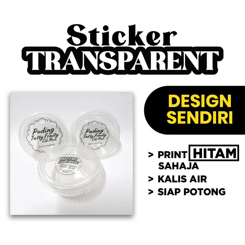 [ MIN 100 pcs ] STICKER TRANSPARENT PRINT HITAM SAHAJA - sil - TikTok ...
