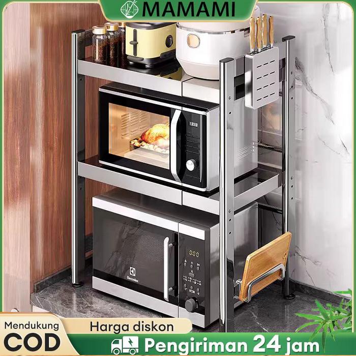 Promo 【304 SUS】Rak Microwave Oven Stainless Steel Rak Dapur 2 Susun Rak ...
