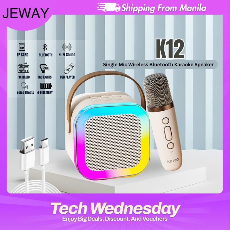 JEWAY K12 Portable Karaoke Speaker: Bluetooth Connectivity, LED - TikTok Shop Philippines