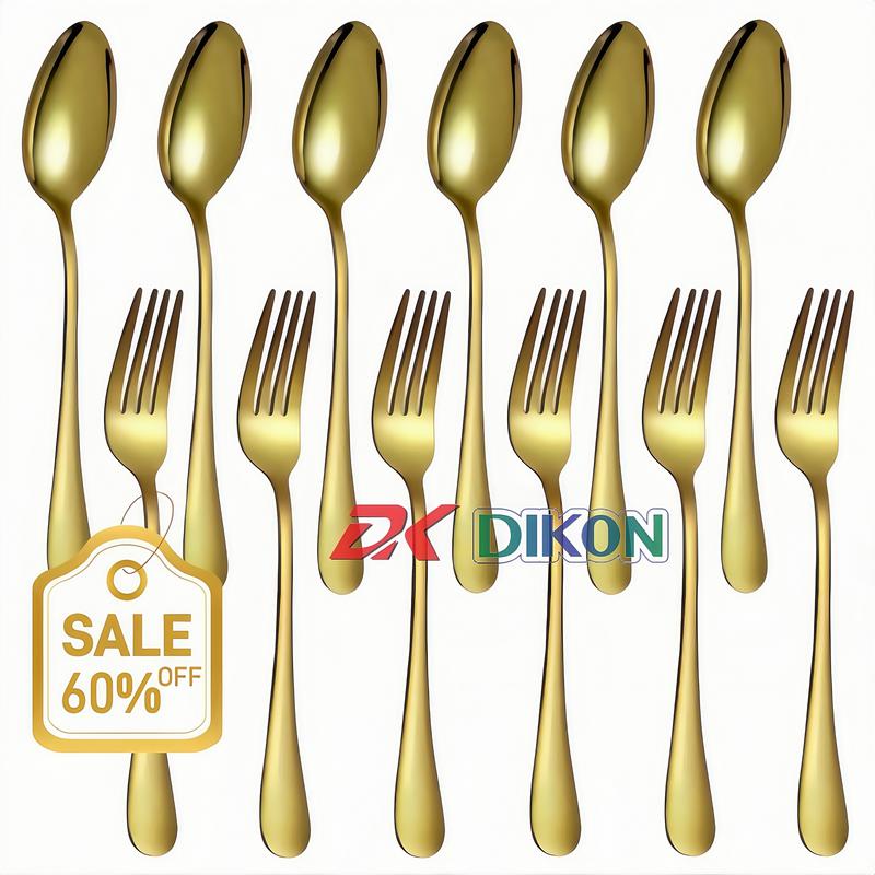 DIKON 6/12Pcs Stainless Steel Fork And Spoon Set High Qualit - TikTok ...