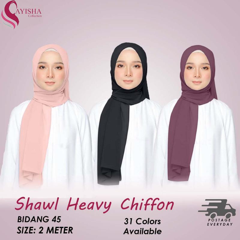 Viral Shawl Heavy Chiffon (2METER Panjang ) Tudung inspired keknis ...