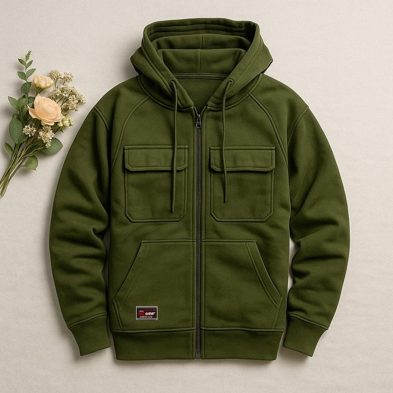 NFT_WEAR19 Sweater FullZipper Rugby Pria Fleece Tebal Hoodie Basic ...