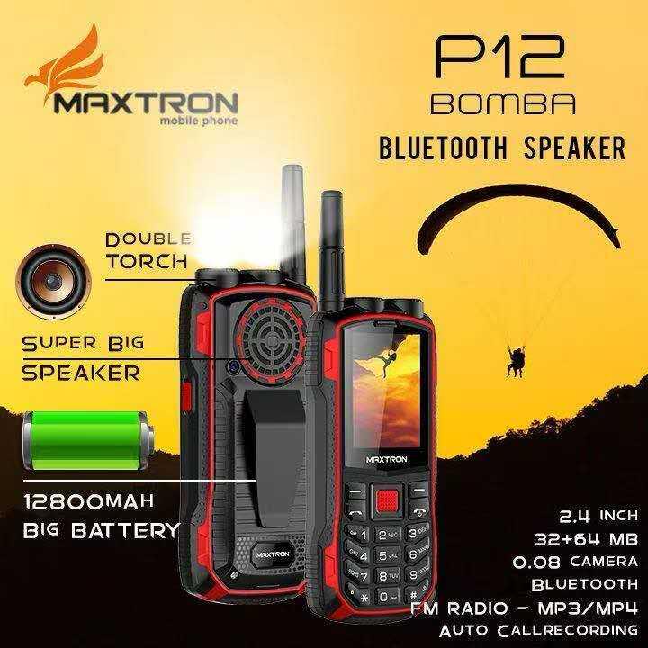 HP Maxtron P12i BOMBA Outdoor Power Phone 12800mAh Bluetooth Speaker ...