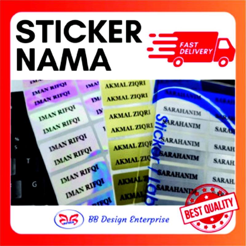 STIKER NAMA Custom Made Waterproof Name Sticker SAME DAY DELIVERY ...