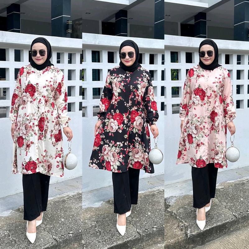 BLOUSE LABUH MUSLIMAH CORAK ROSE By RAISYASOFEA - TikTok Shop Malaysia