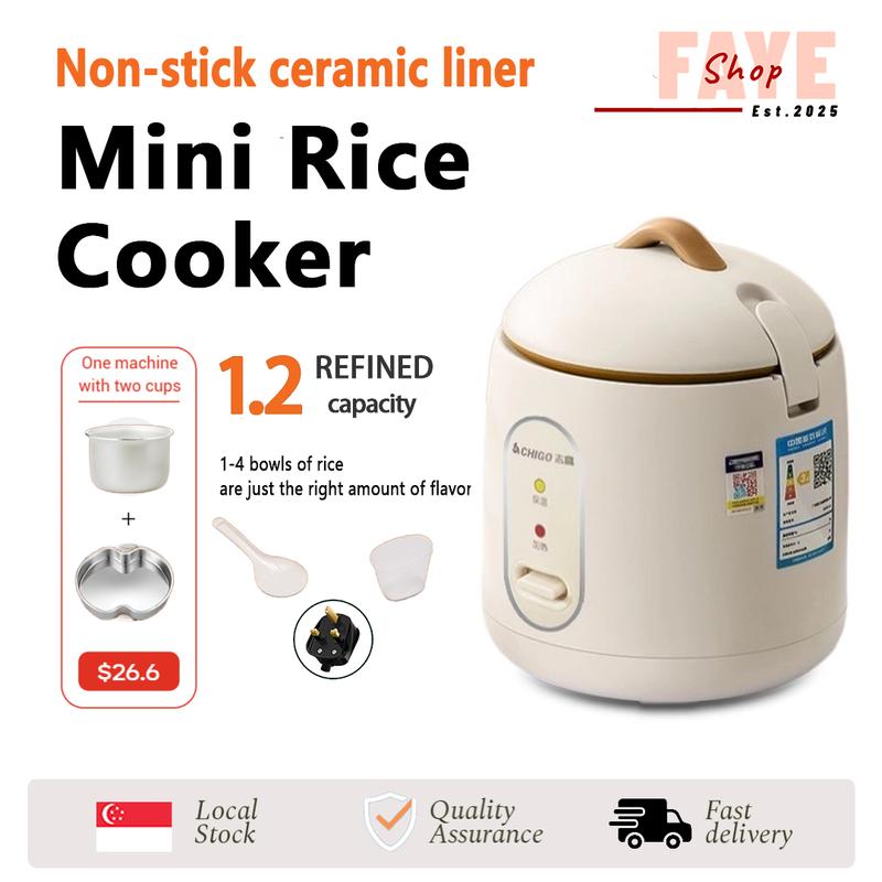 Mini Rice Cooker Non Stick With Steamer Multi Cook One-Touch Cooking ...