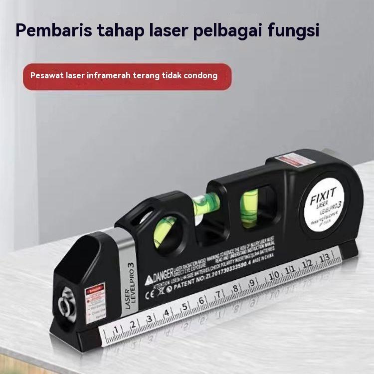 Alat Pembaris Laser, Aras Laser, Menegak dan Mendatar, 2 Garisan ...