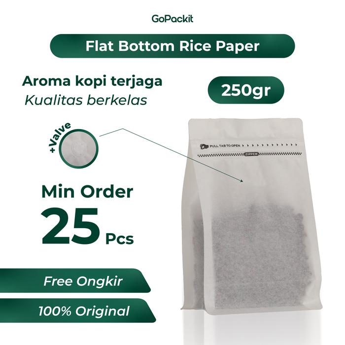 Jual Kemasan Kopi 200 - 250 Gram Rice Paper Flat Bottom Packaging Kopi ...