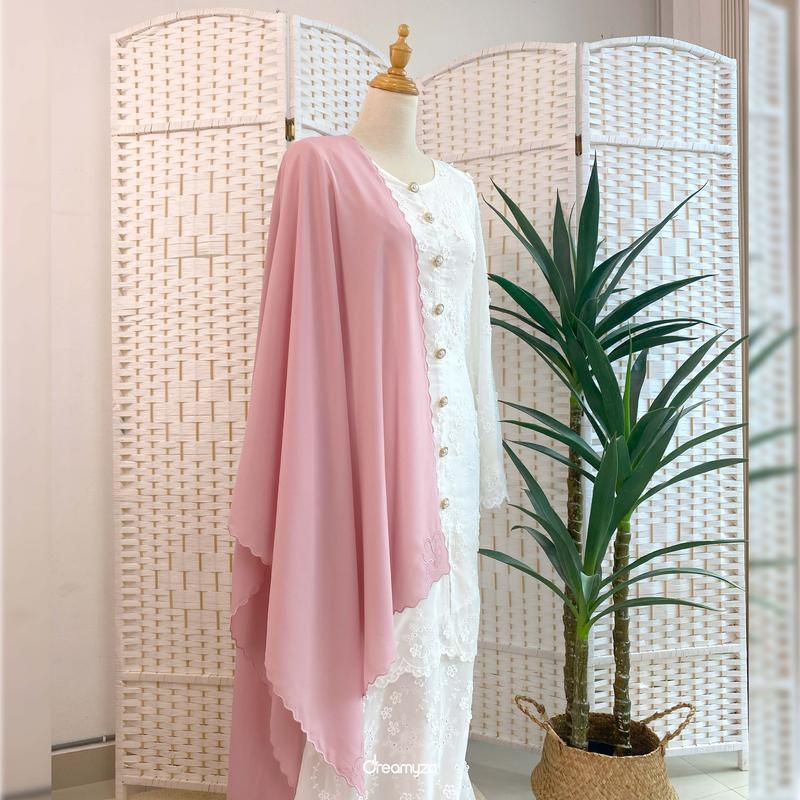 Rara Selendang Sulam Shawl | Veil | Chiffon Sulam | Sulam Embroidery ...