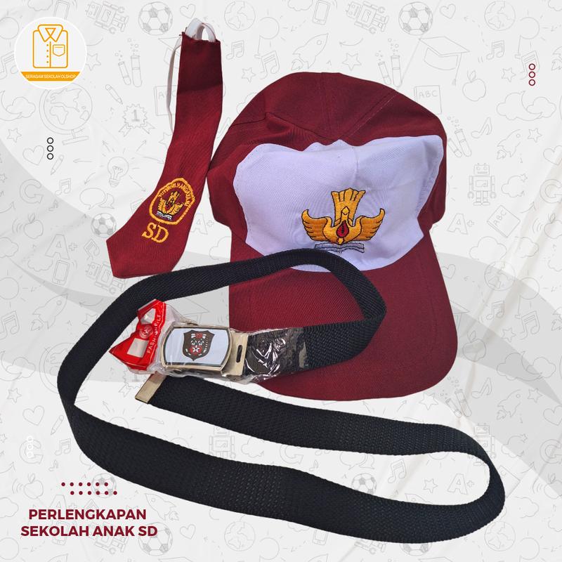 Atribut Sekolah SD Cowok ada Topi SD Merah putih bordir,Dasi - Shop ...