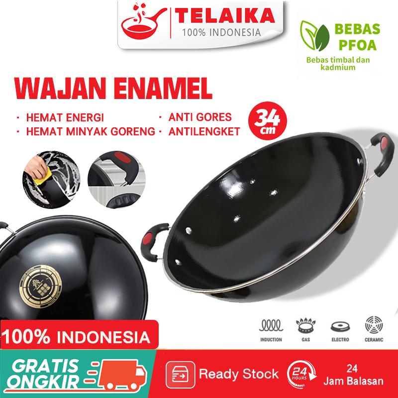 WAJAN ENAMEL KUPING MARBLE TEFLON 34CM PENGGORENGAN ANTI LENGKET - Shop ...