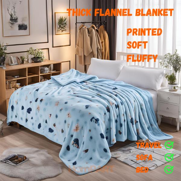 [Tebal][Clear Stock] Selimut Baldu Gebu Bercorak Printed Flannel ...