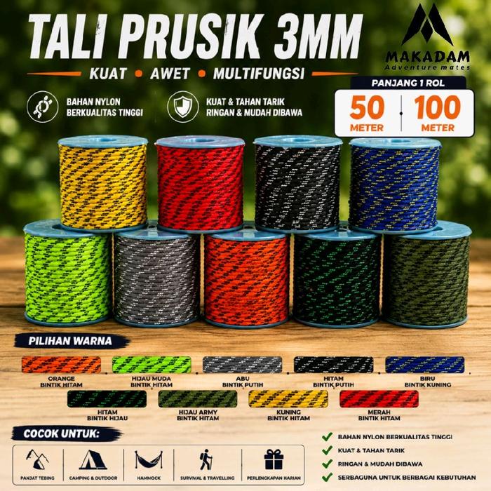 Jual Tali Prusik 3mm Roll Tali Simpul Pramuka Tali Gelang Gunung 1 Rol ...