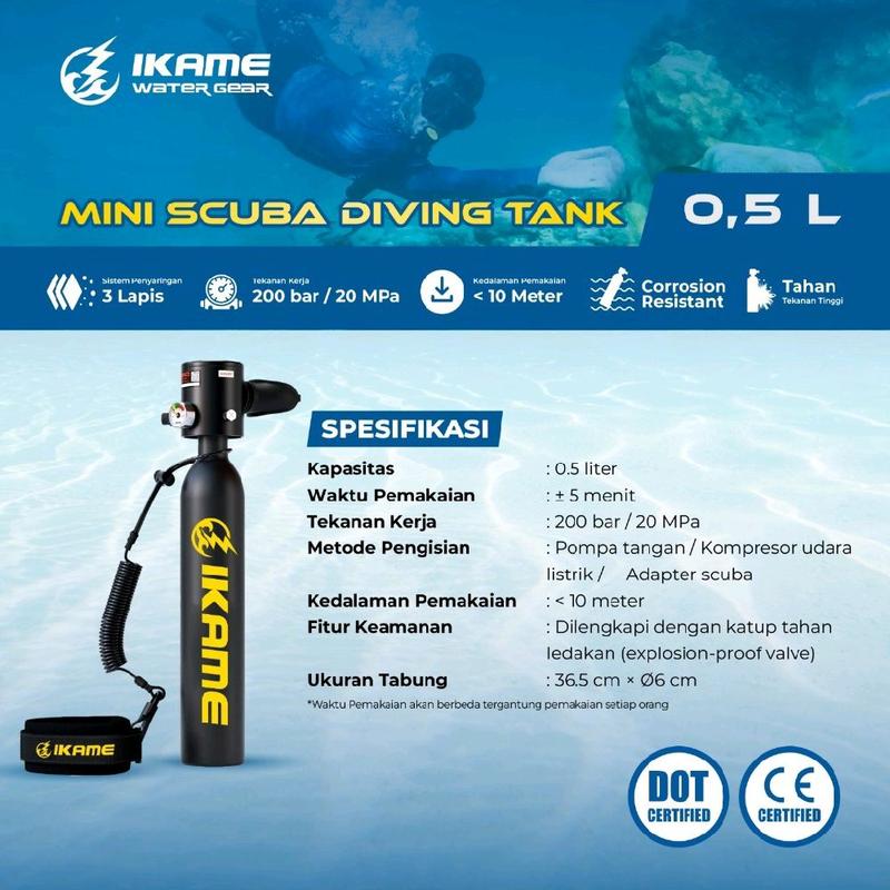 IKAME Mini Scuba Diving Tank 0.5L – Tabung Selam Portable Bisa ke ...