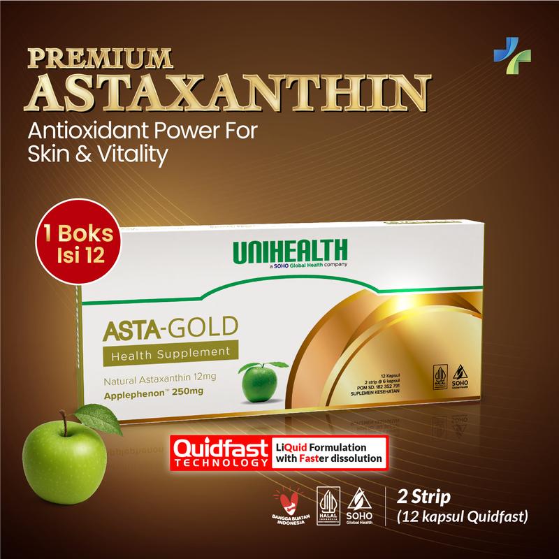 Premium Astaxanthin 12mg plus Applephenon 250mg - Asta-Gold - 2 strip ...