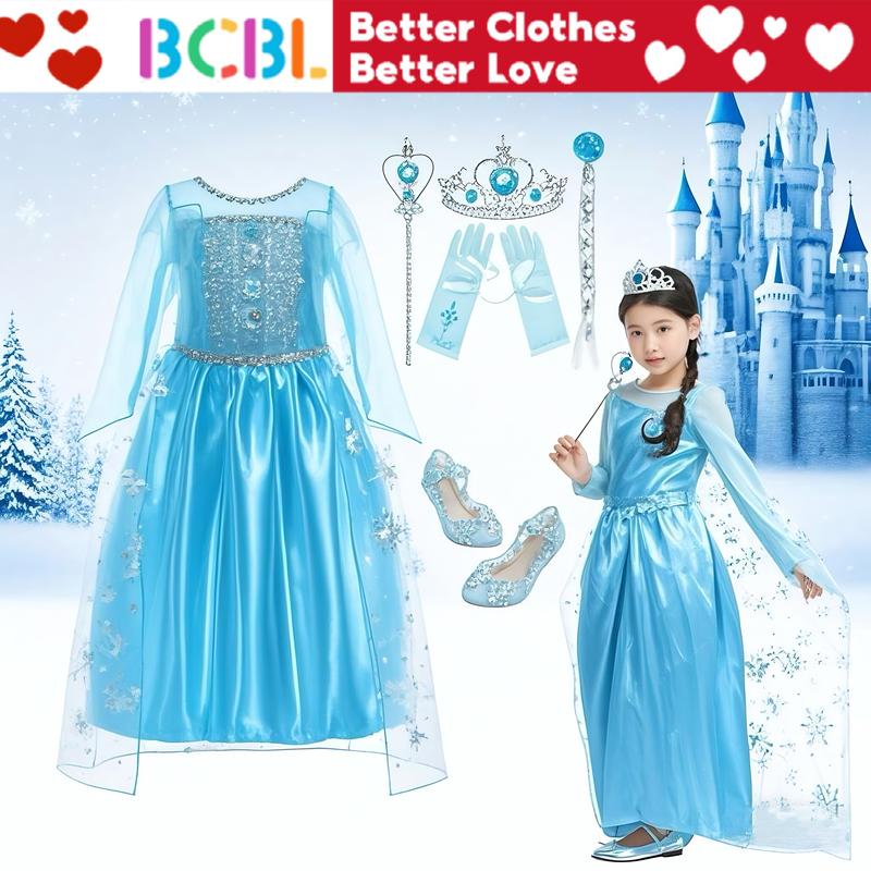 BCBL Frozen Elsa Dress Set Baju Gaun Baby Blue untuk Bayi Perempuan ...