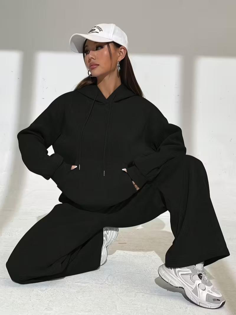 Fashion New Arrival Girls Letter Ada Print Hoodie & Simple Straight Leg ...