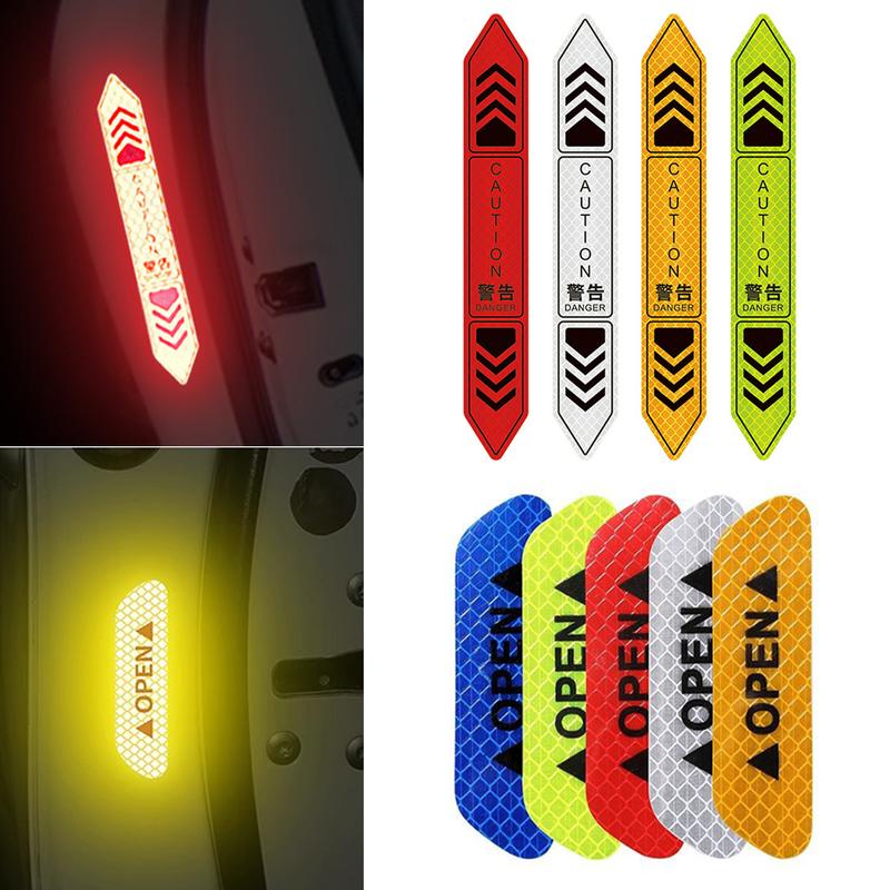 DA 4Pcs/Set Car Door Stickers Night Safety Reflective Warnin - TikTok ...