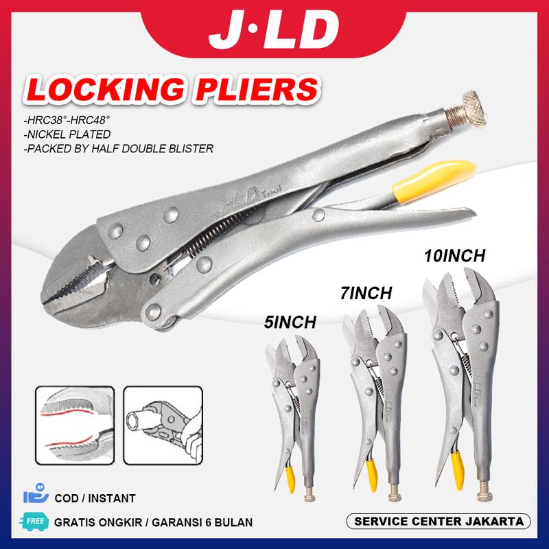JLD Locking Pliers Curved Jaw 10" Tang Buaya Sherlock Wire Cutter ...