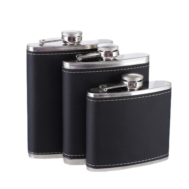 Drinkware Stainless Steel Hip Flask 9oz PU Leather Wrapped Whisky ...