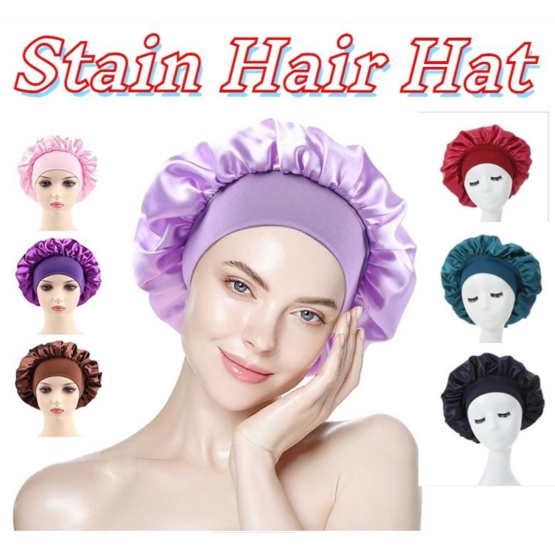Women Night Sleep Hair Cap Silky Bonnet Satin Double Layer Adjust ...