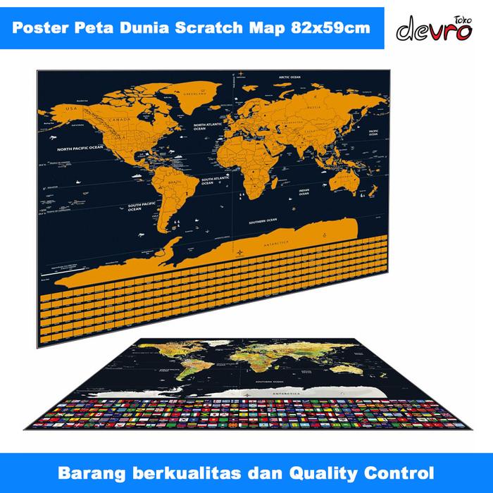 Promo Poster Peta Dunia Bisa Digosok 82.5 x 59.4cm - Scratch Map Peta ...