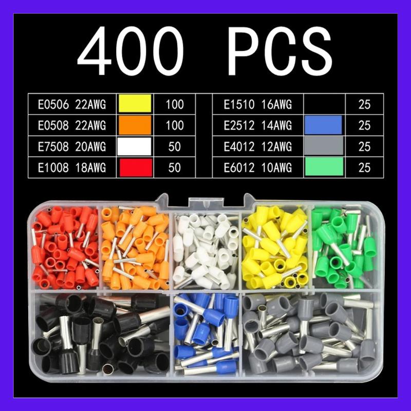 Skun kabel Ferrules Insulated Terminal Block Connector 400 PCS Skun ...
